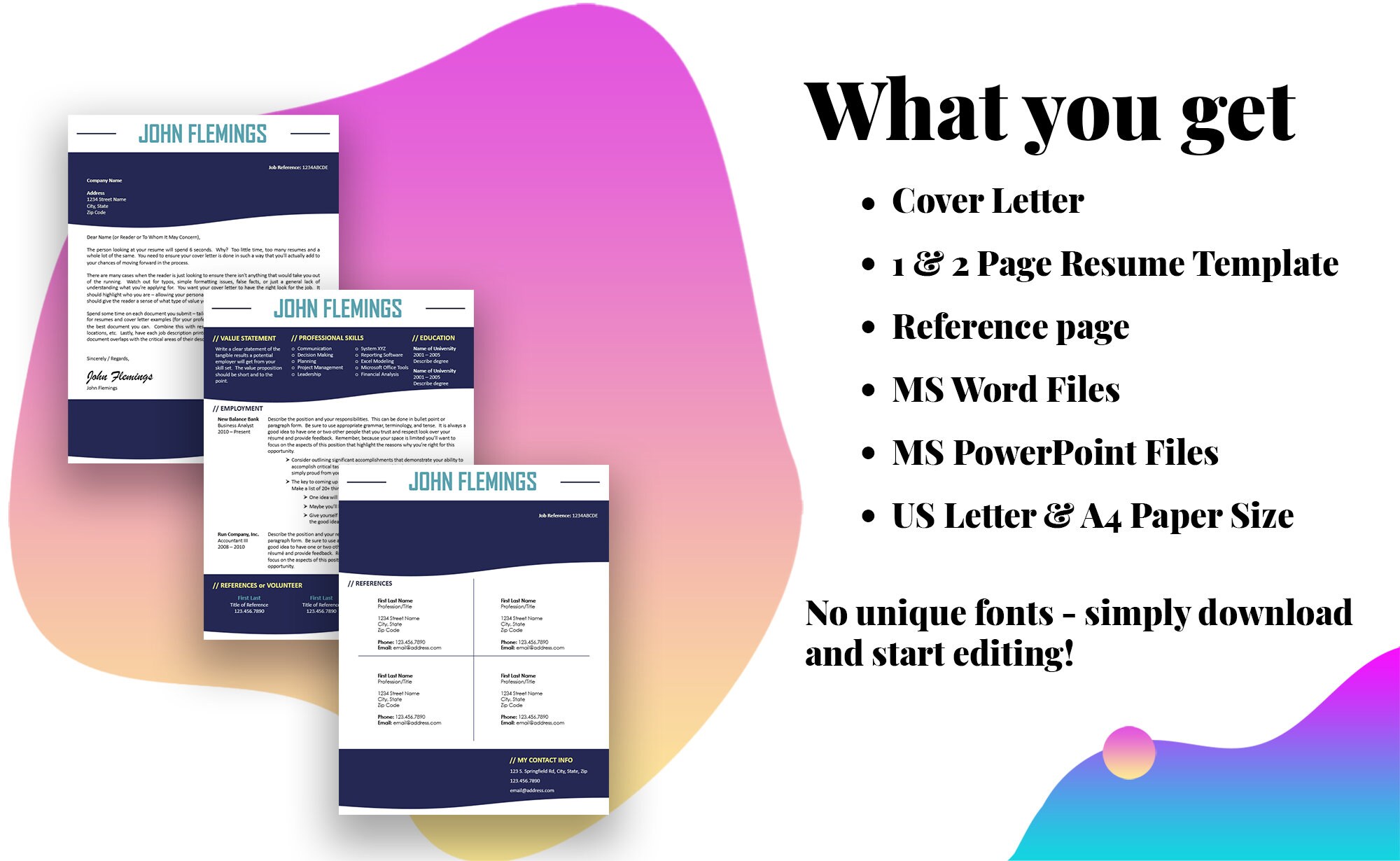 Resume Template, CV Template, Cover Letter Template, Professional ...