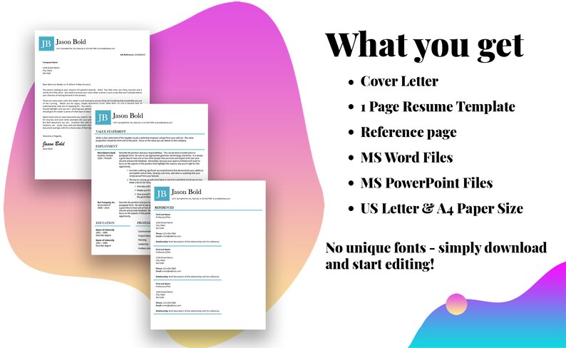 Resume Template, CV Template, Cover Letter Template, Professional ...