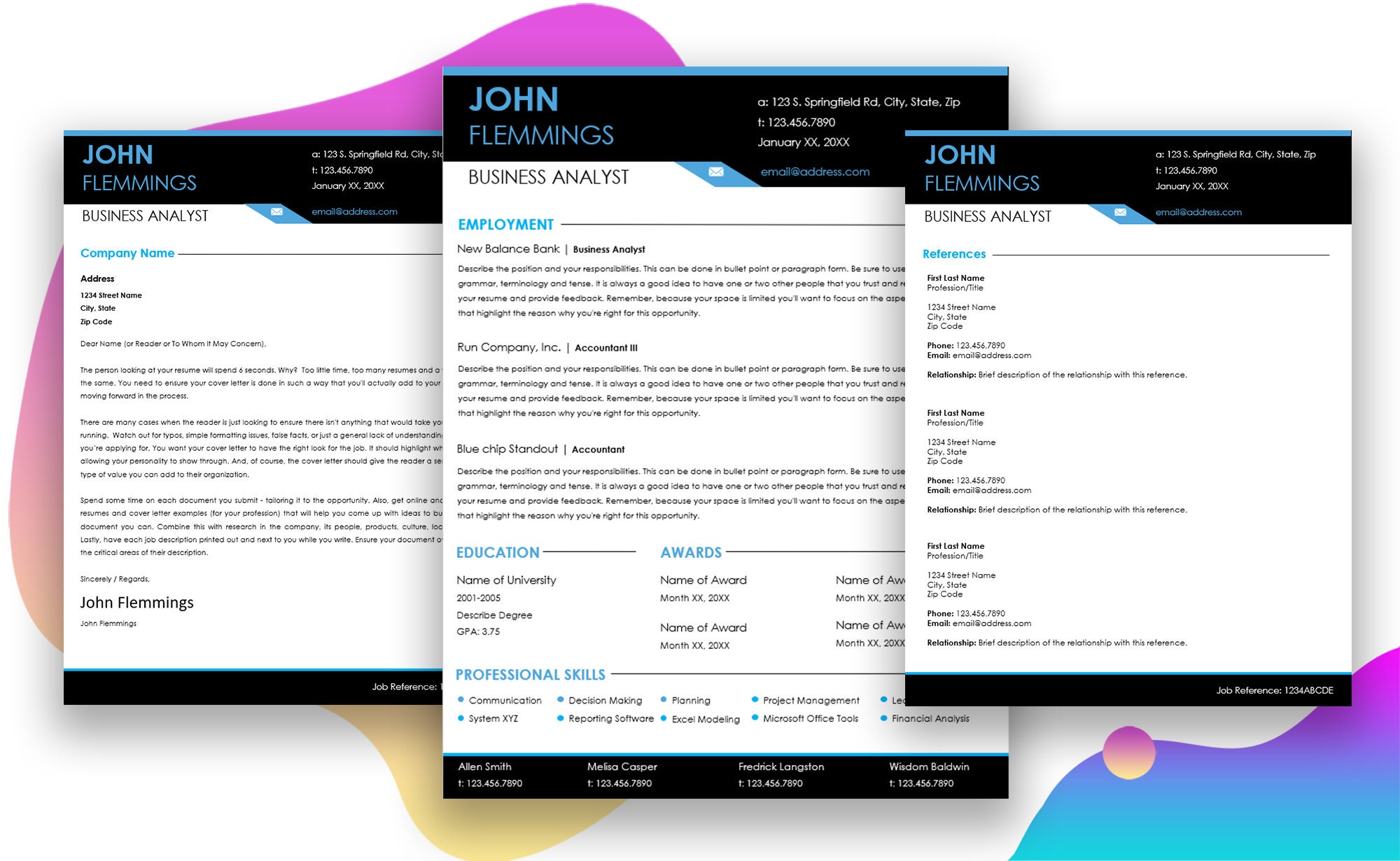 3 Resume Templates, CV Template, Cover Letter Template, Instant ...