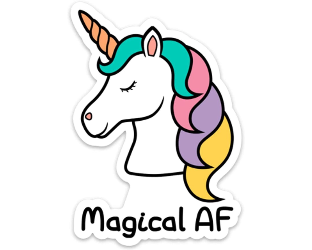 Stickeroonie Magical AF Unicorn Sticker: Funny Vinyl Decal for Laptop ...
