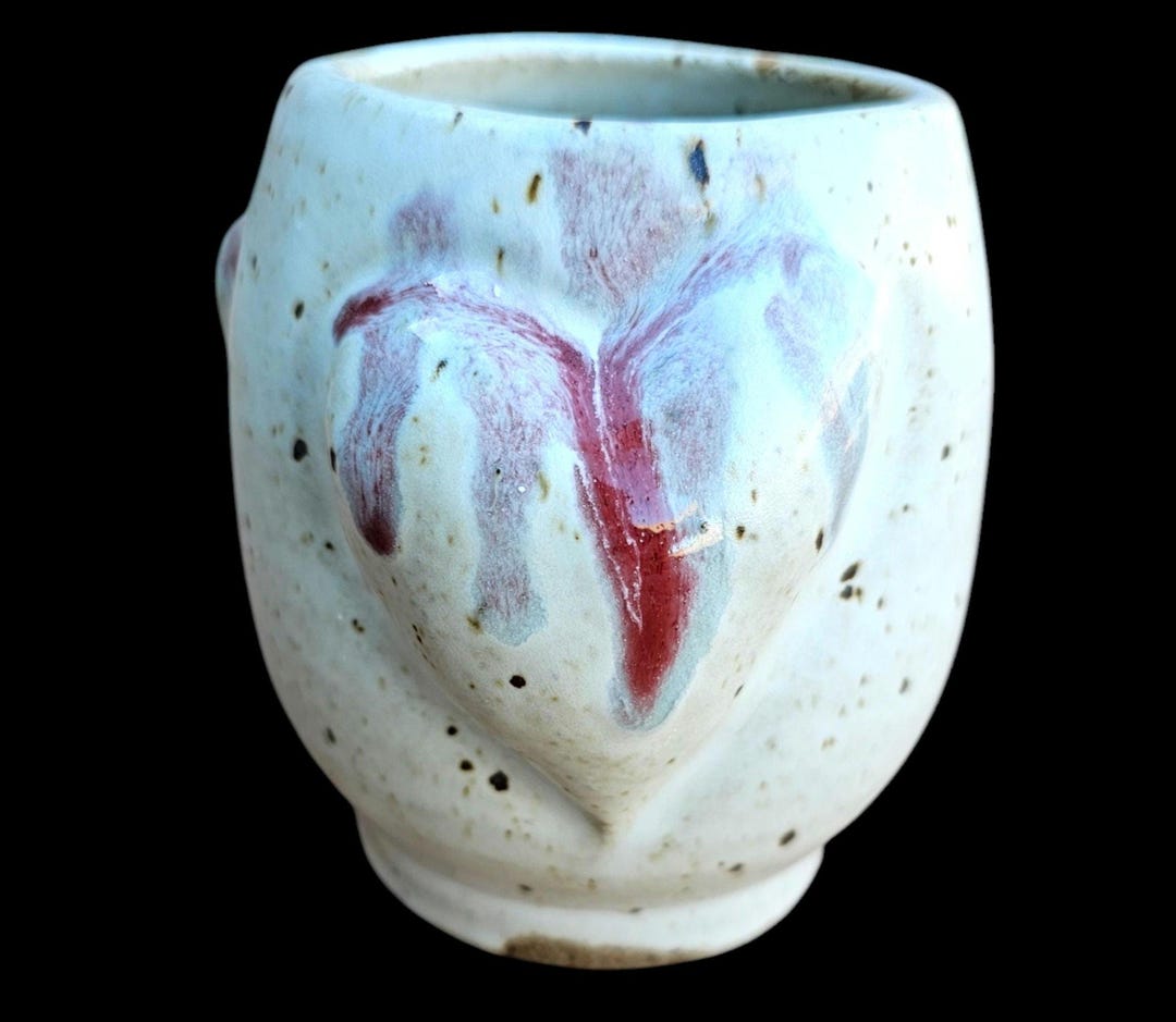 Handmade Ceramic Heart Vase Pottery Art Puffy 5" Valentines Day Gift ...