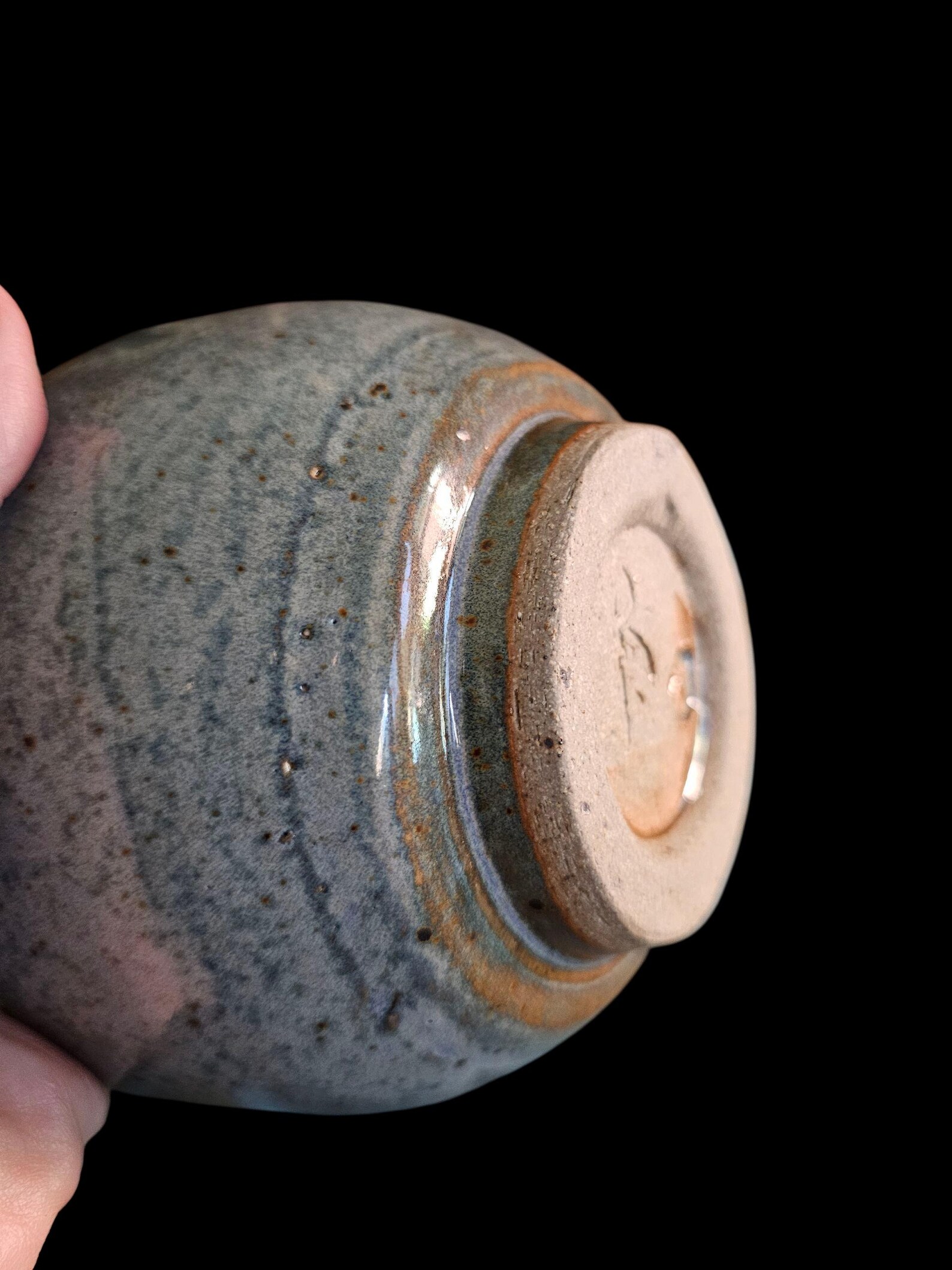 Blue Rutile Glaze Stoneware Chawan Tea Bowl: Footed Ceramic Art - Etsy