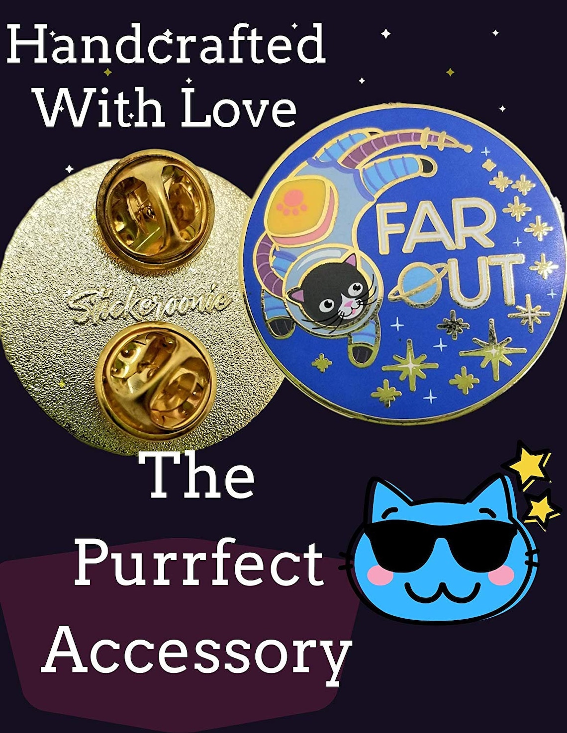 Stickeroonie Astro Cat Enamel Pin Astronaut Kitty Space Suit - Etsy