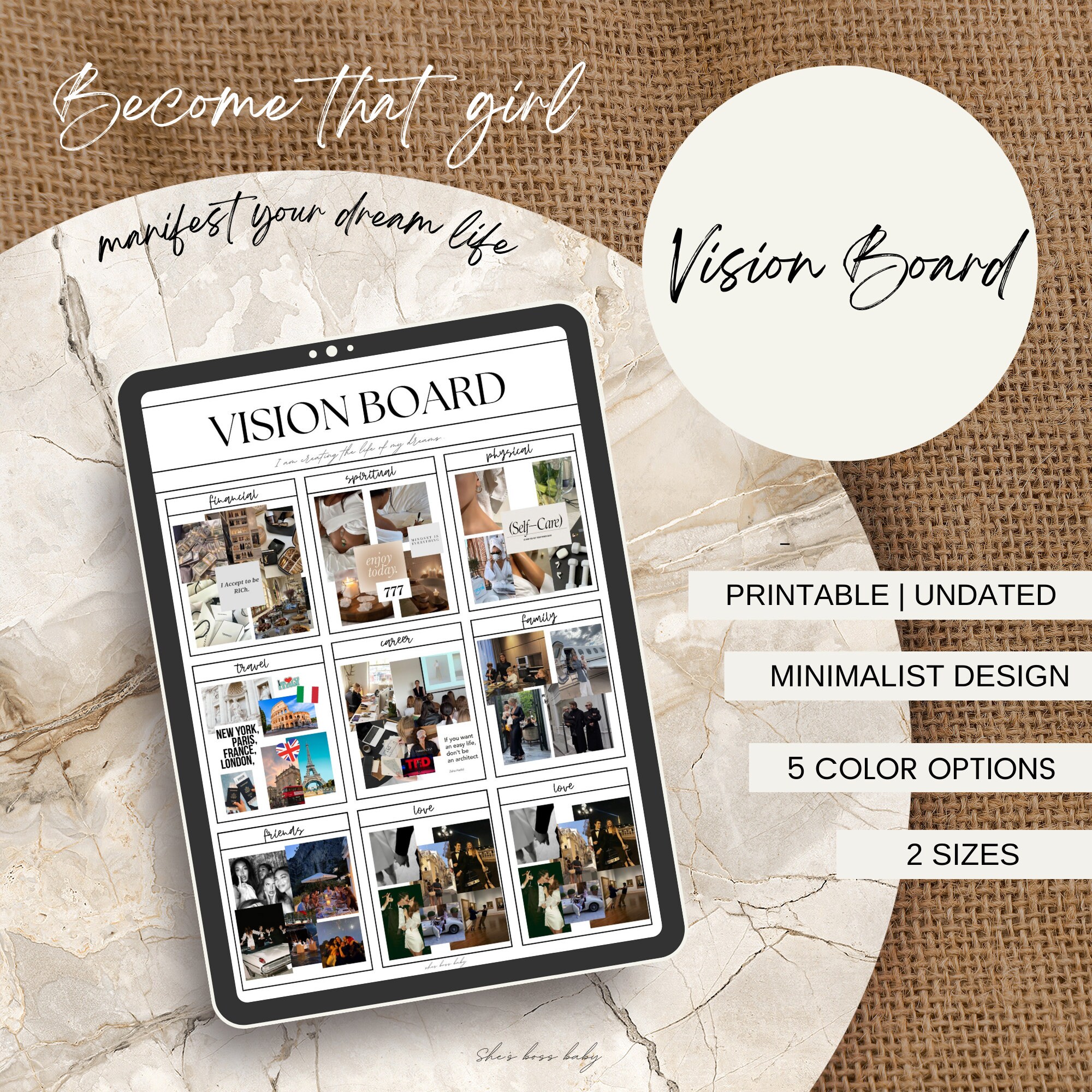 2024 That Girl Vision Board manifestation Vision Board Printables Law ...
