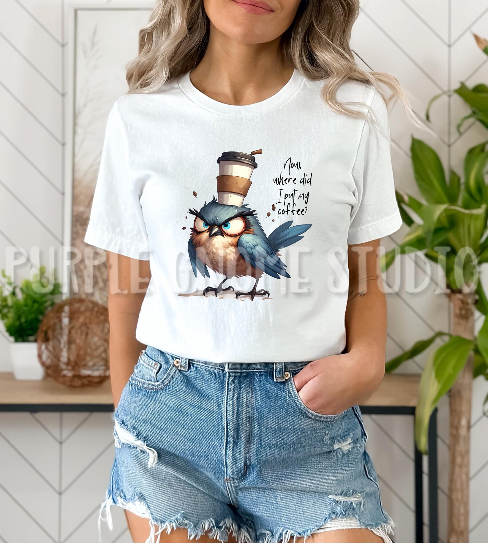 Now Where Did I Put My Coffee, Coffee Bird PNG, Quirky Bird PNG ...