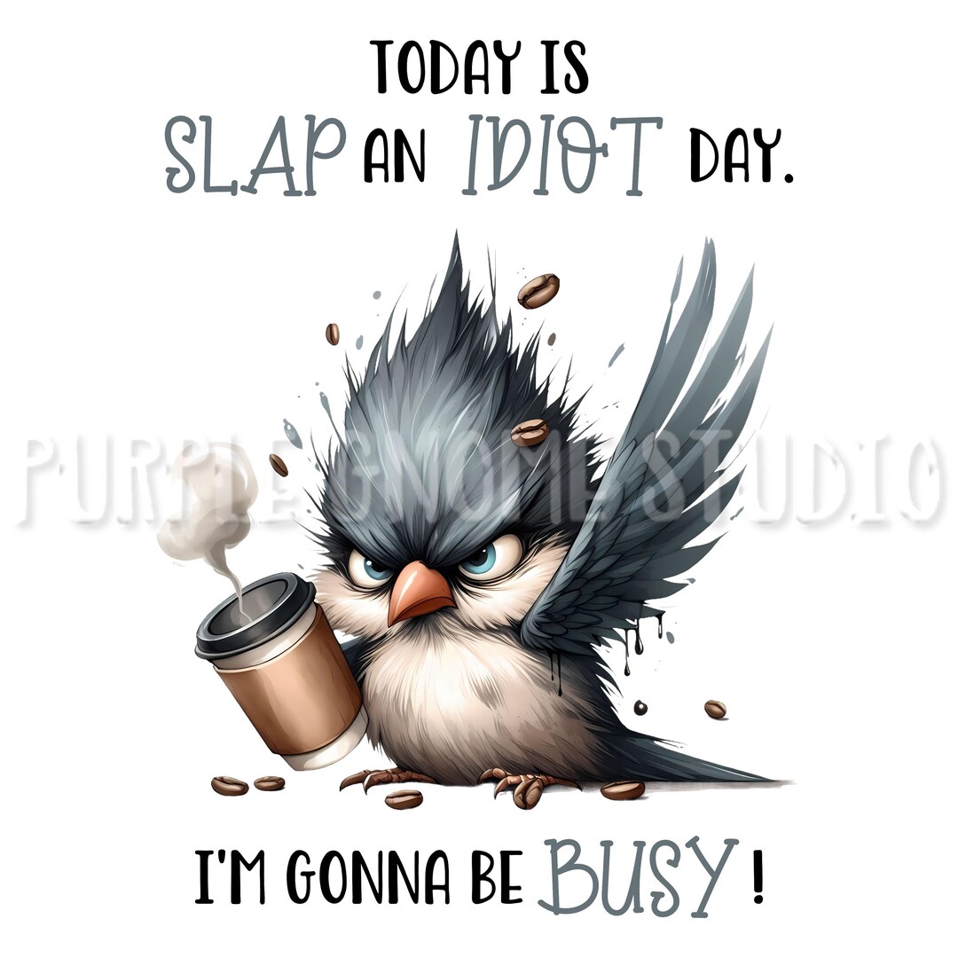 Slap an Idiot Day, Quirky Birds, Funny Sayings, PNG, Sublimation ...