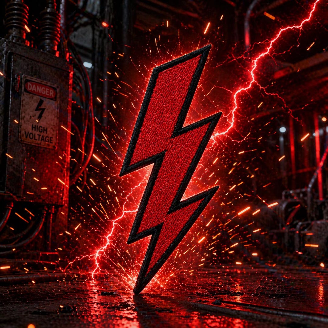 Iron on Lightning Bolt Patch Embroidered Red Thunderbolt Appliqué for ...