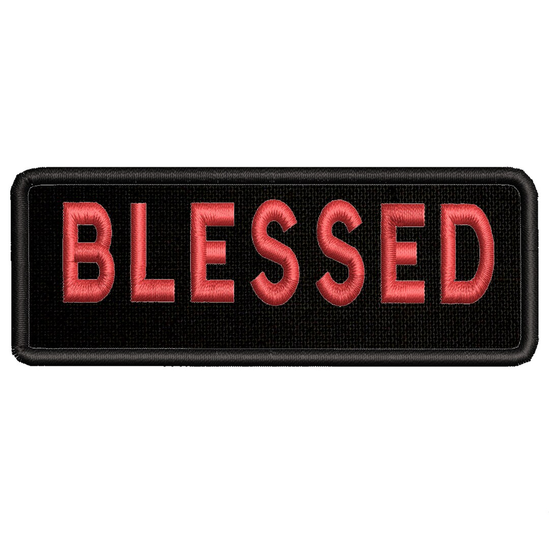 Blessed 4 W x 1.5 T Iron-On or Sew-On Embroidered Patch Decorative ...