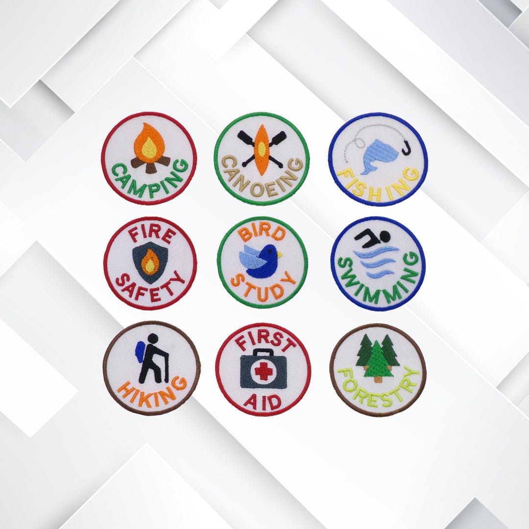 Camping Merit Badge 9 PK Custom Embroidered Patches Iron On/sew on ...