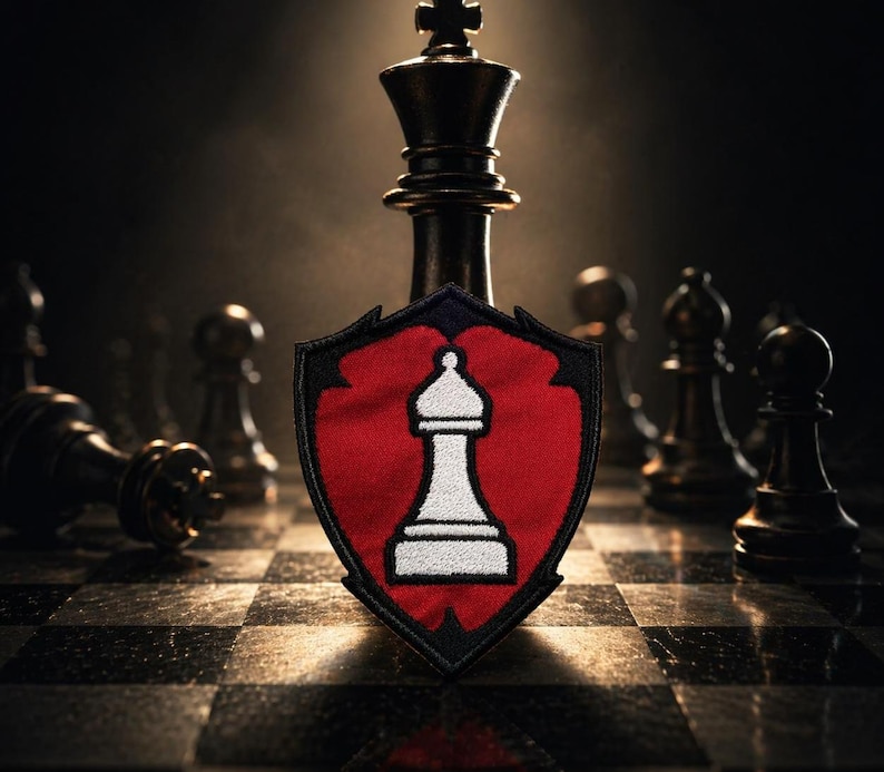 White Bishop Patch – Chess Piece Iron-on Embroidered Applique for ...