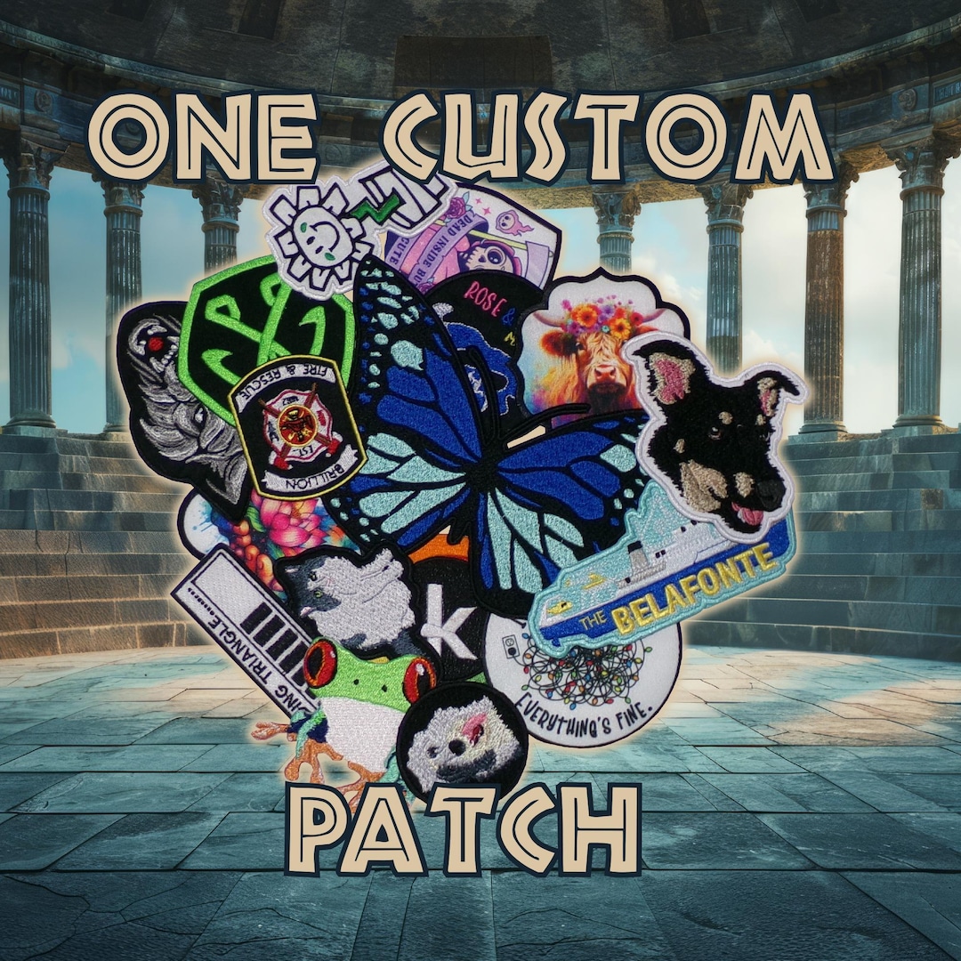 One Custom Patch Embroidered - up to 11" - Iron-on/sew-on/hook Backing ...
