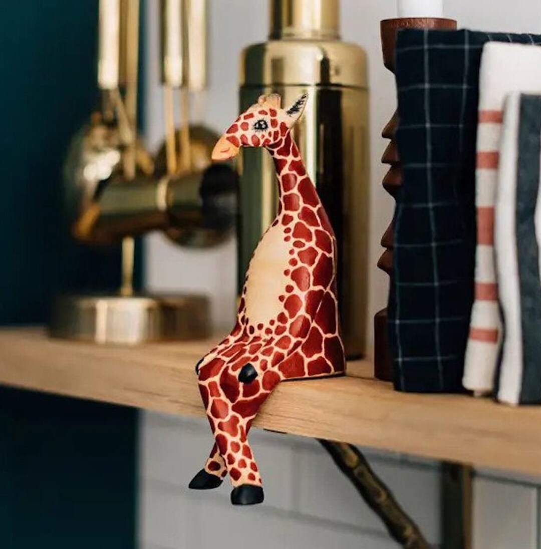 Large Stoic Giraffe Sculpture Fun Shelf Sitter Handcrafted - Etsy