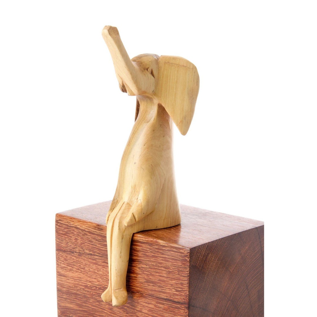 Wooden Elephant Shelf Sitter, Jacaranda Wood, Handcarved Ledge Lounger ...
