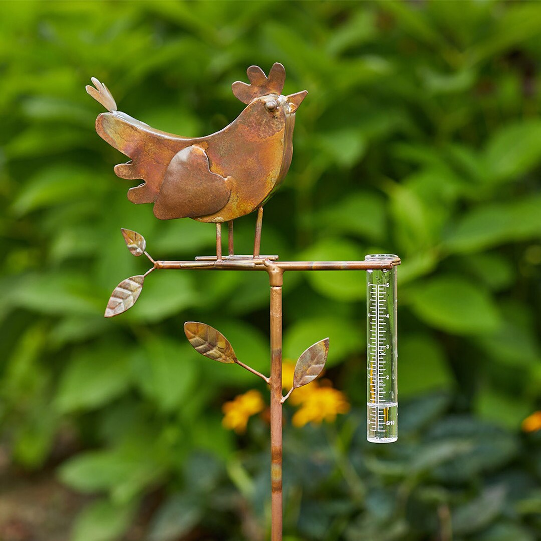 Decorative Rooster Rain Gauge Stake Recycled Metal With - Etsy