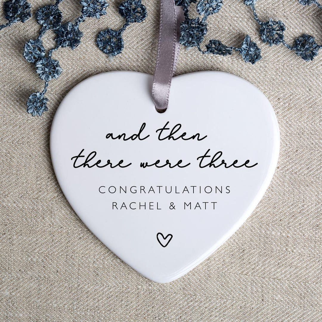 Personalised New Baby Gift - and Then There Were Three Ceramic Ornament ...