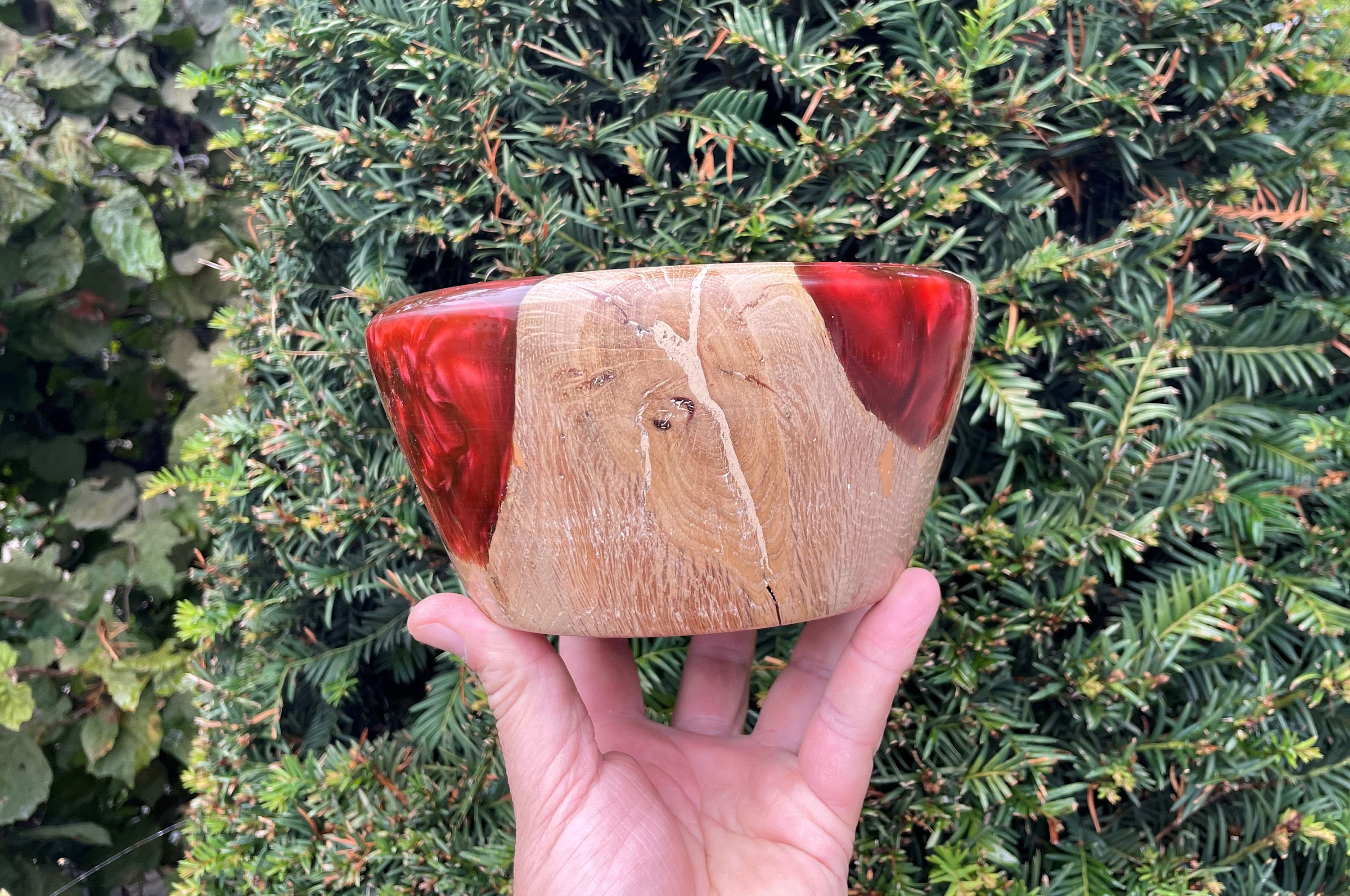 Ruby Red, Office Gift, Bathroom Decor, Centerpiece, Oak, Handmade, Oak ...