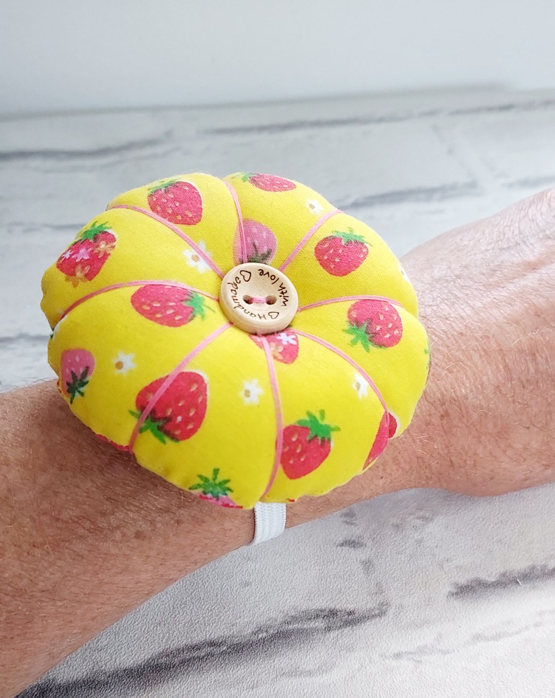 Wrist Pin Cushion Sewing Gift Pin Cushion With Pins Strawberry Pin ...