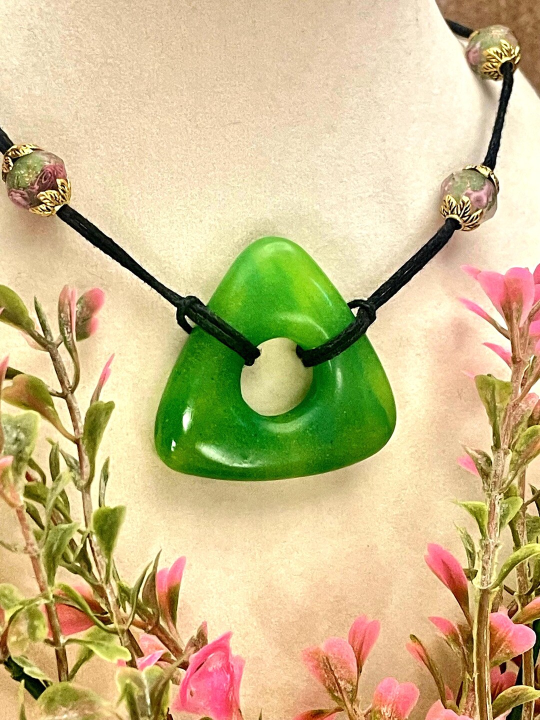 Coraline Looking Stone Pendant Necklace Including Never Wear Green in ...