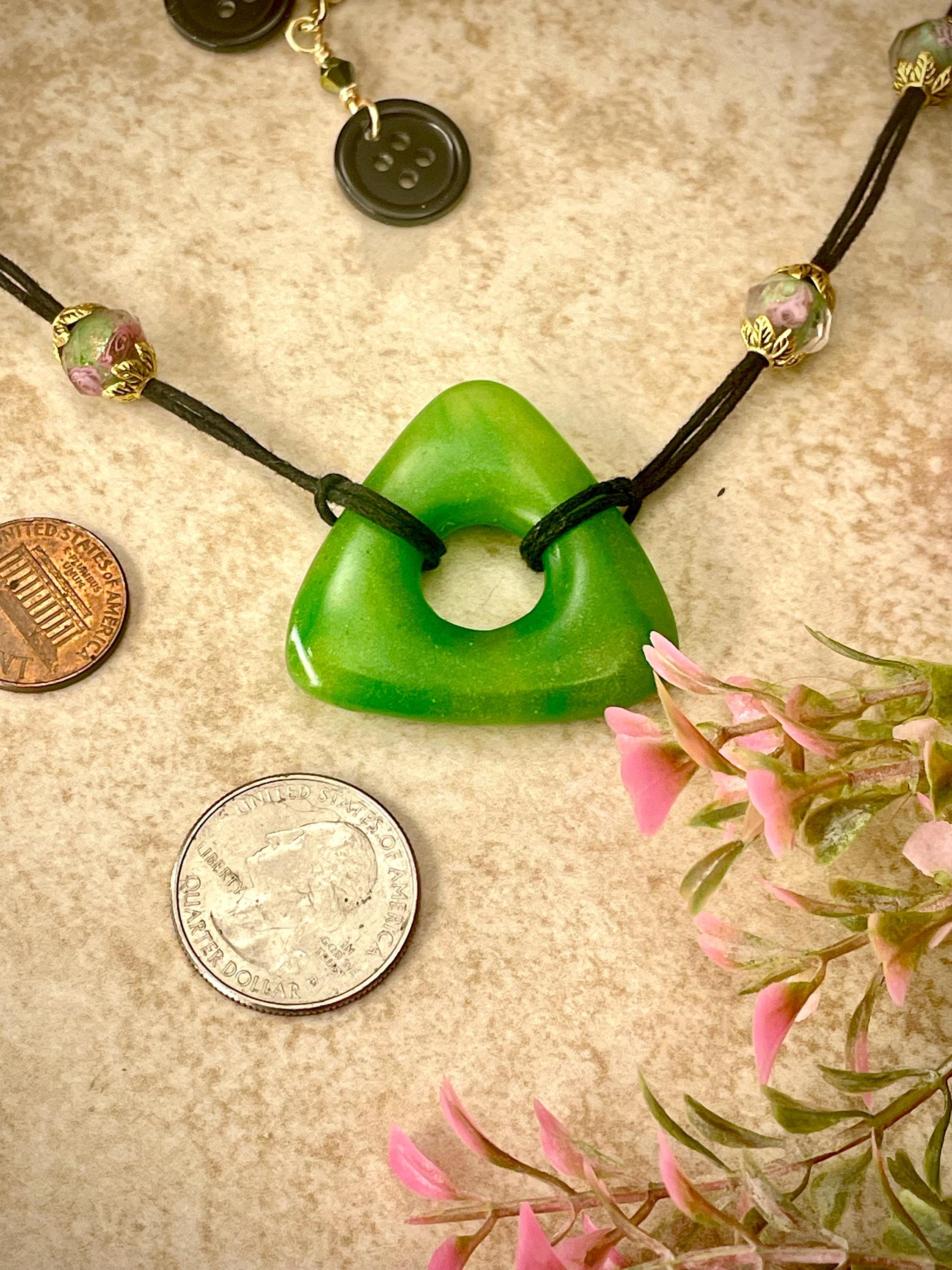 Coraline Looking Stone Pendant Necklace Including Never Wear Green in ...