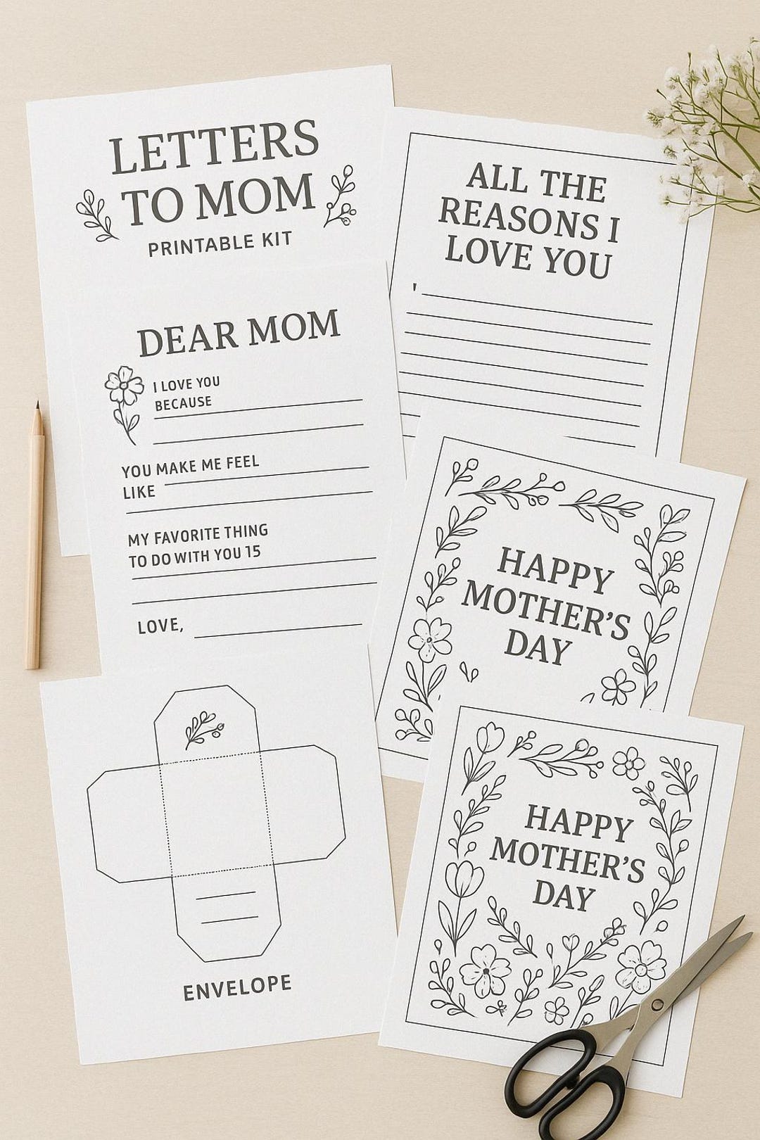 Letters to Mom- Printable Keepsake Kit | Mother's Day Activity for Kids ...