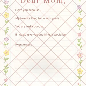 Letters to Mom- Printable Keepsake Kit | Mother's Day Activity for Kids ...