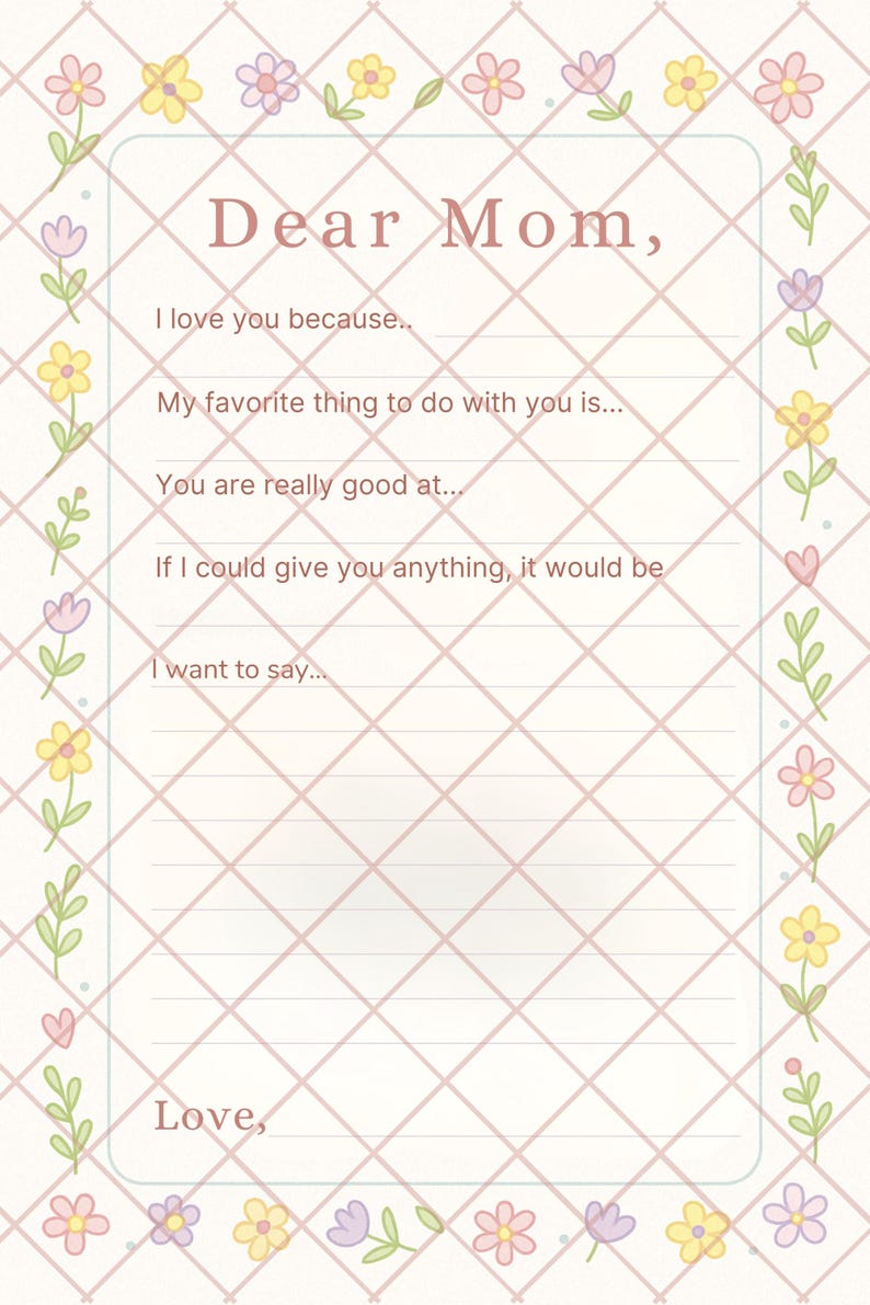 Letters to Mom- Printable Keepsake Kit | Mother's Day Activity for Kids ...
