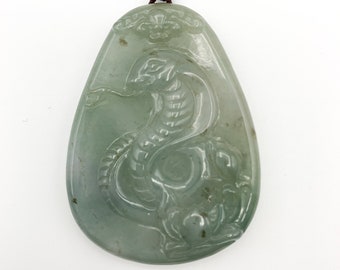 Jadeite Jade Snake Chinese Zodiac Carved Pendant Necklace | Etsy
