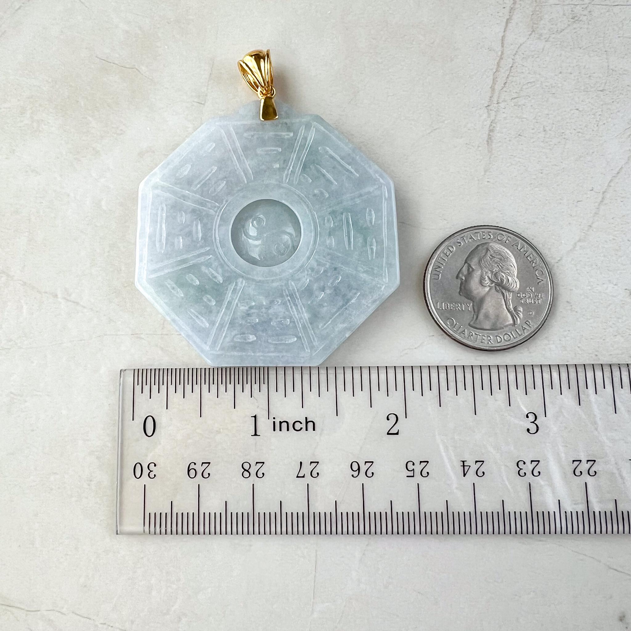Light Purple Jadeite Jade Yin Yang Large Pendant With 18K Gold Bail ...