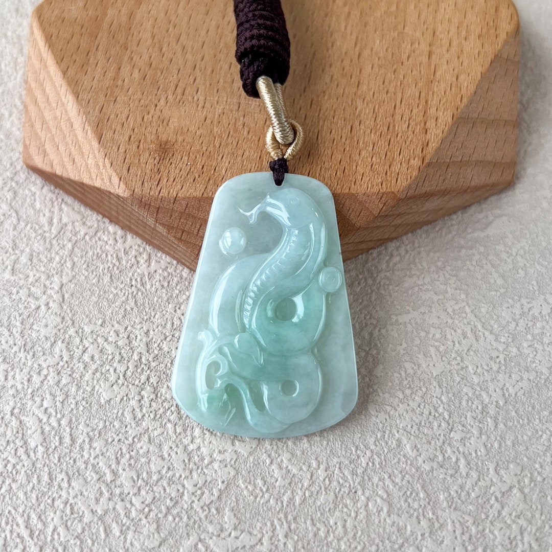 Jadeite Jade Snake Chinese Zodiac Carved Pendant Necklace, JX-0323 ...