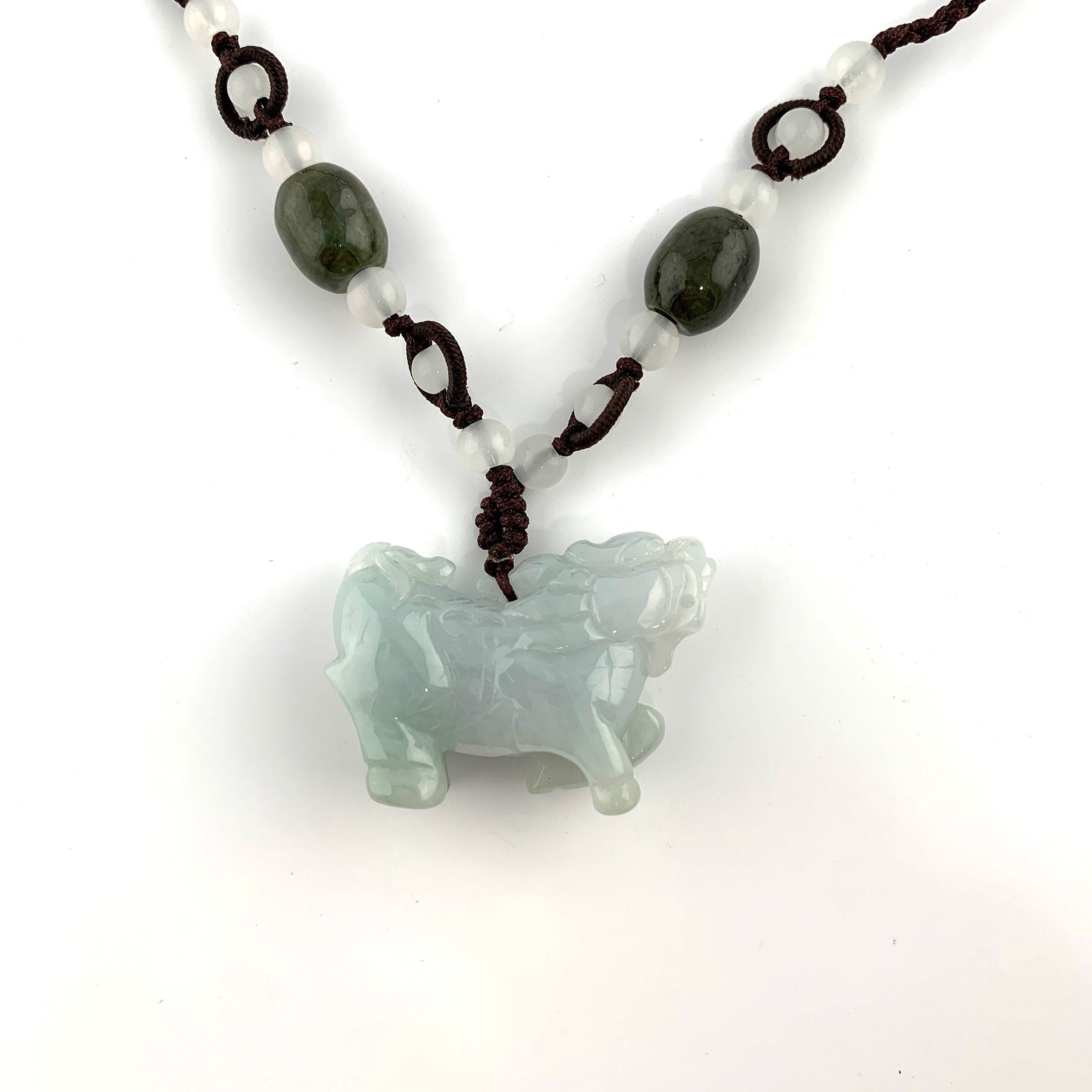 Jade Qilin 麒麟 Kirin Dragon Carved Necklace - Etsy