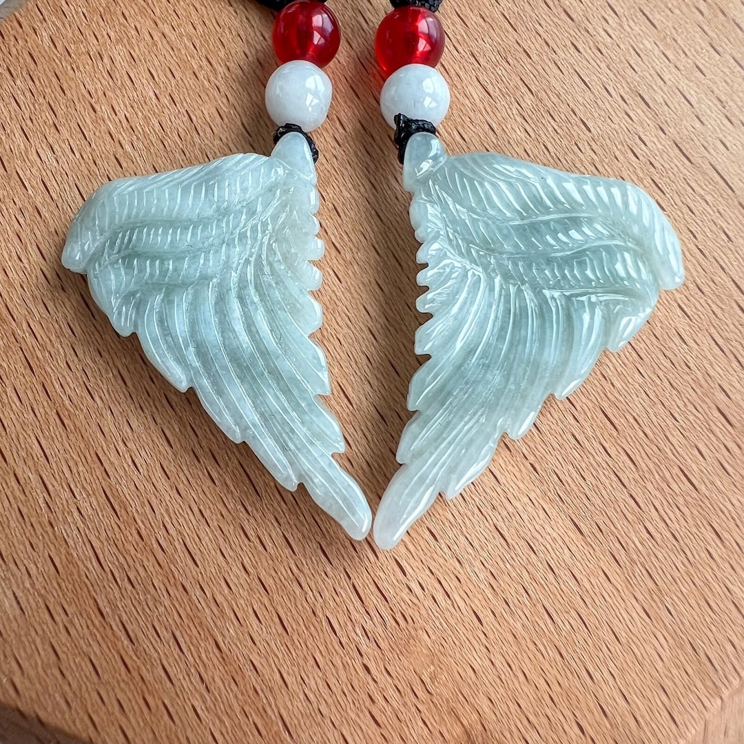 Angel Wings Jade Pendant, Grade A Jadeite Jade Pendant, WMC-0323 ...