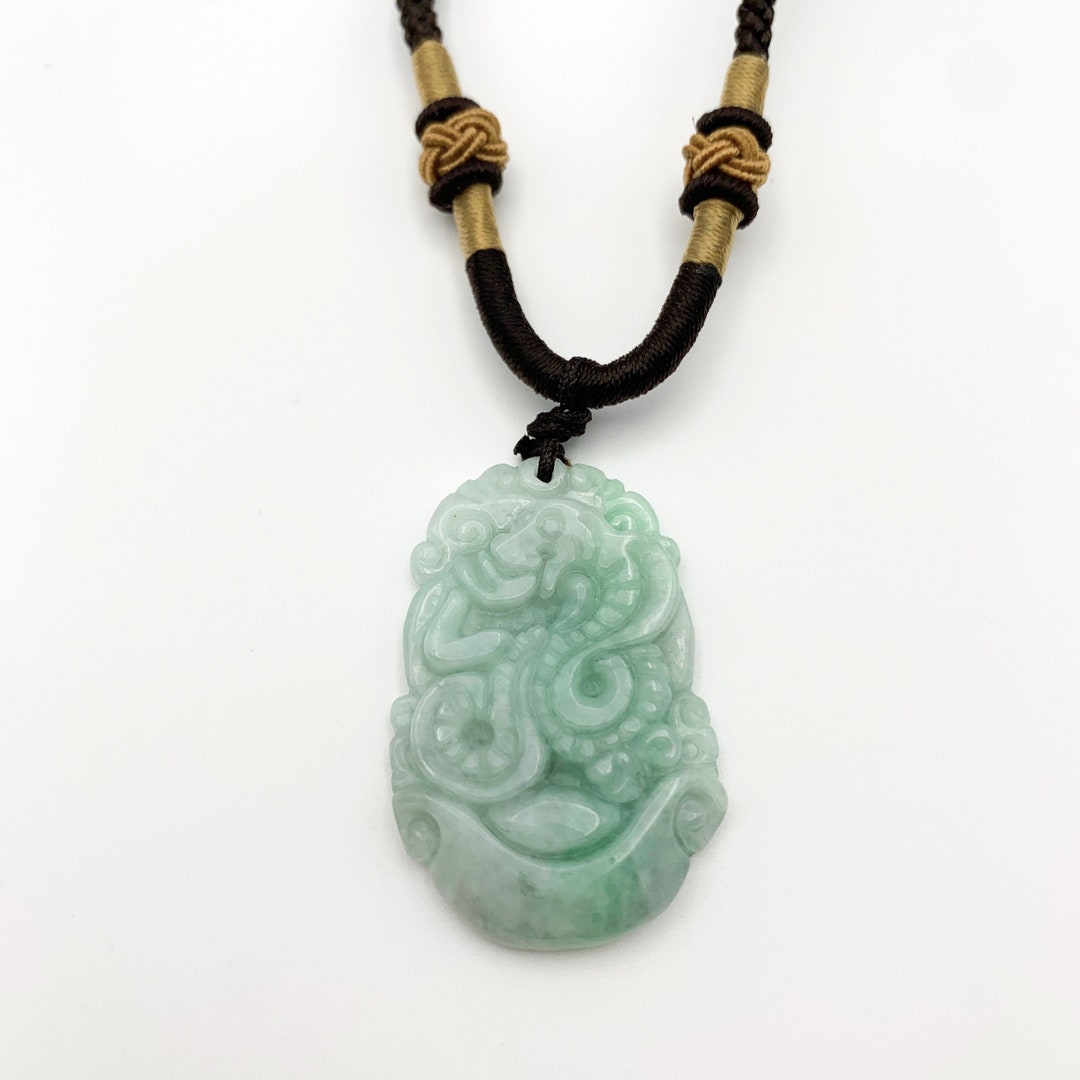 Jadeite Jade Snake Chinese Zodiac Carved Pendant Necklace, YW-0110 ...
