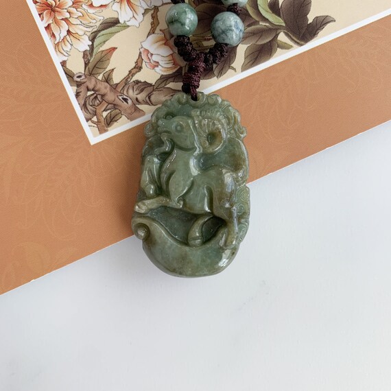 Jadeite Jade Sheep Goat Ram Chinese Zodiac Carved Pendant | Etsy