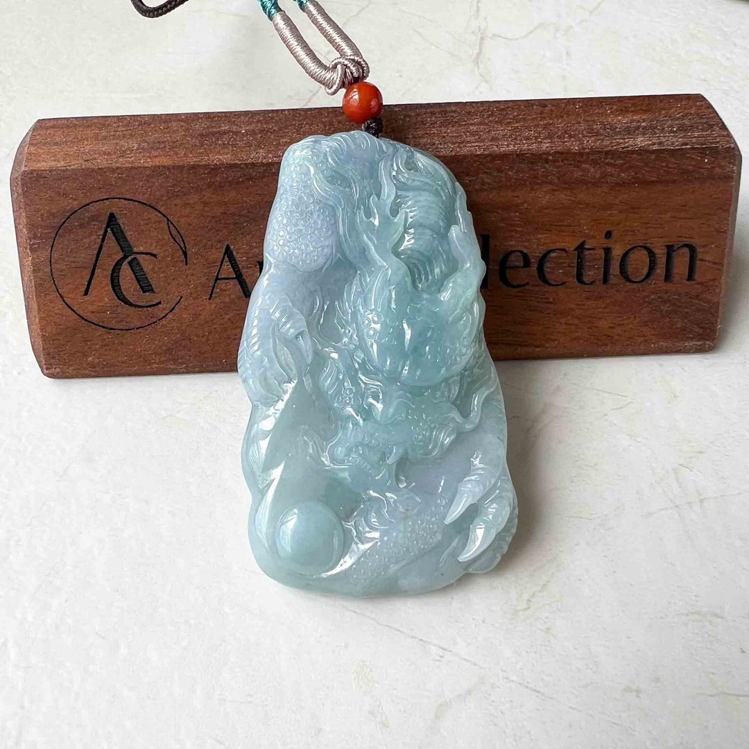Light Blue Purple Jadeite Jade Dragon Chinese Zodiac Hand Carved ...