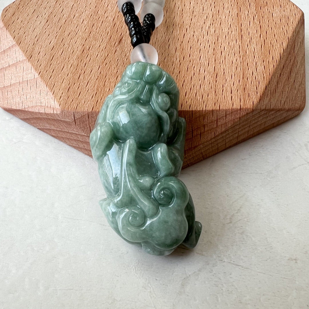 Green Jadeite Jade, Dragon Pixiu Pi Xiu, 貔貅, Dragon Chinese Carved ...