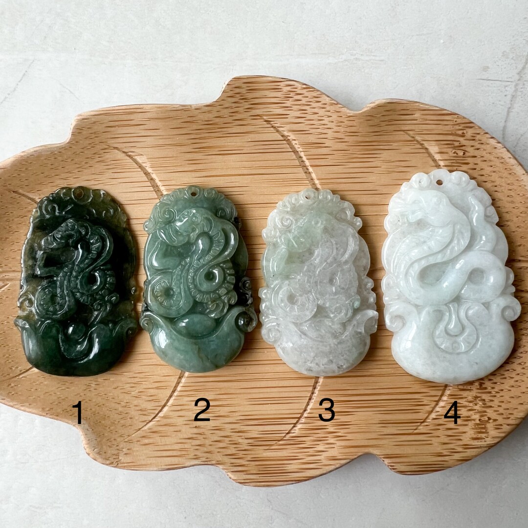 Jadeite Jade Snake Chinese Zodiac Carved Pendant Necklace, YW-0110 ...