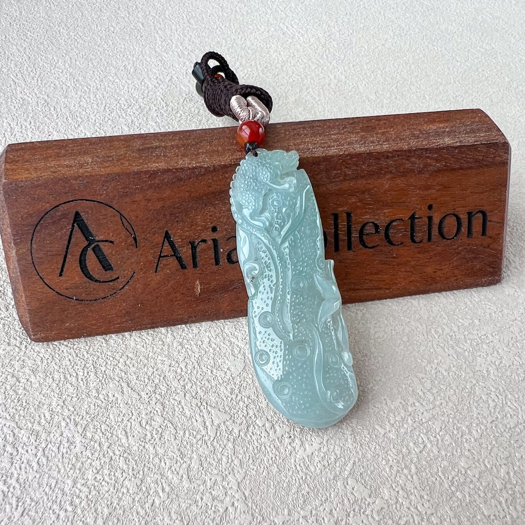 Jade Lizard Leaf Pendant, Ice Translucent Jadeite Jade Pendant, HY-0422 ...
