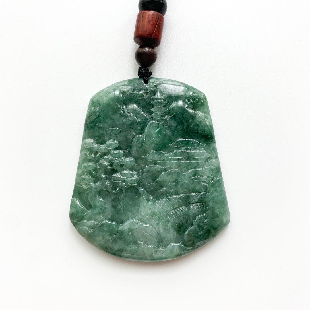 Jadeit Jade Landschaft Berg Wald Fluss Landschaft Hand Geschnitzte ...