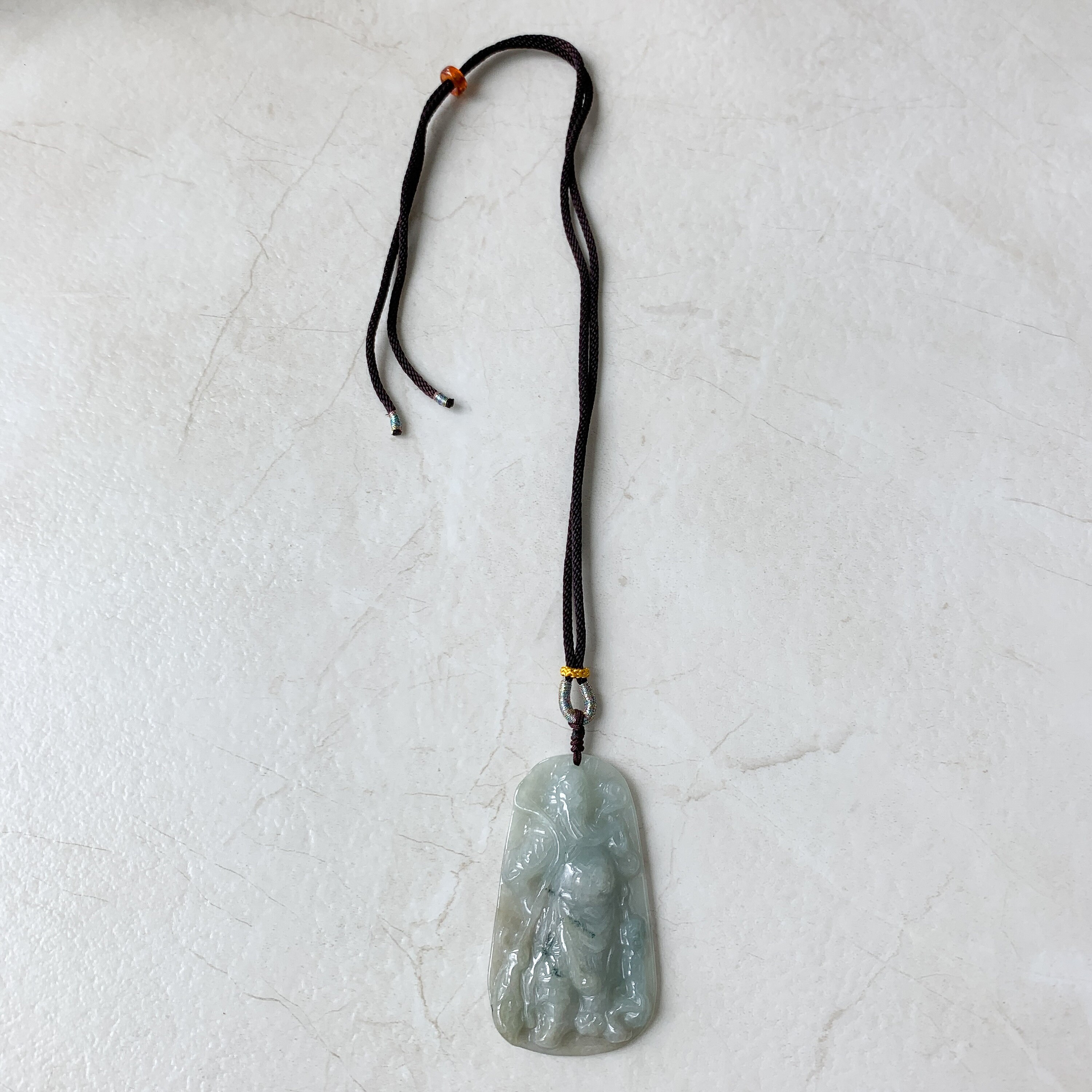Jadeite Jade Guan Yu Guan Gong Carved Pendant Necklace | Etsy