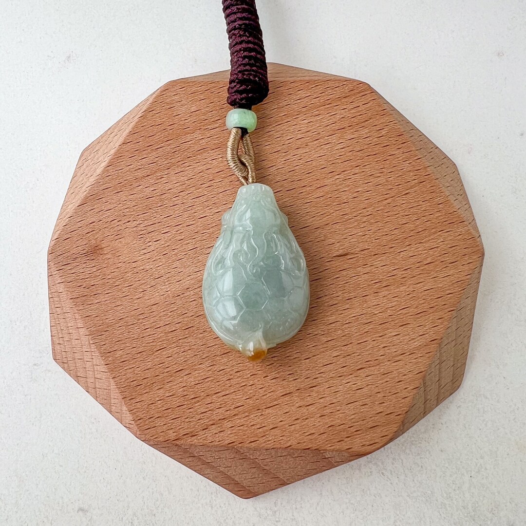 Dragon Turtle Jadeite Jade Light Green Yellow Hand Carved Pendant ...