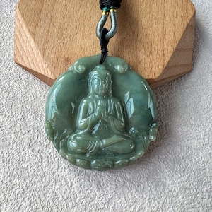 Jadeite Jade Vairocana Buddha Da Ri Ru Lai Carved Pendant Necklace, Đại ...