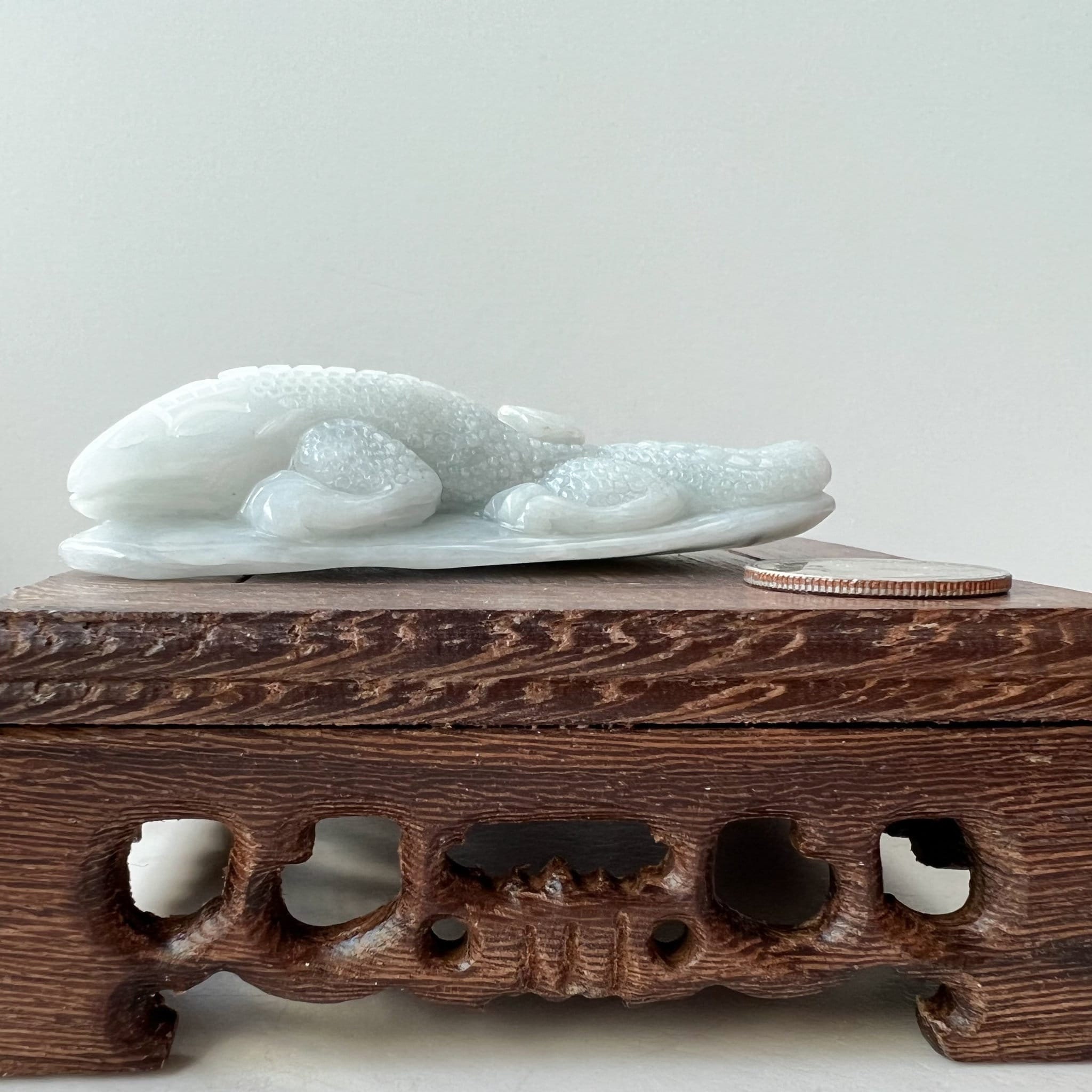 Jadeite Jade Lizard on Leaf, Feng Shui, Chinese Hand Carved Statue ...
