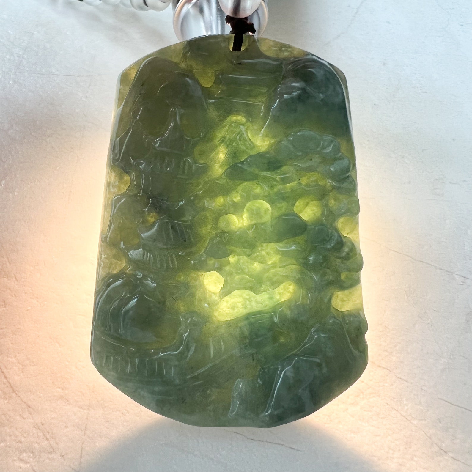 Jadeite Jade Landscape Tree Mountain Forest River Scenery Hand Carved ...