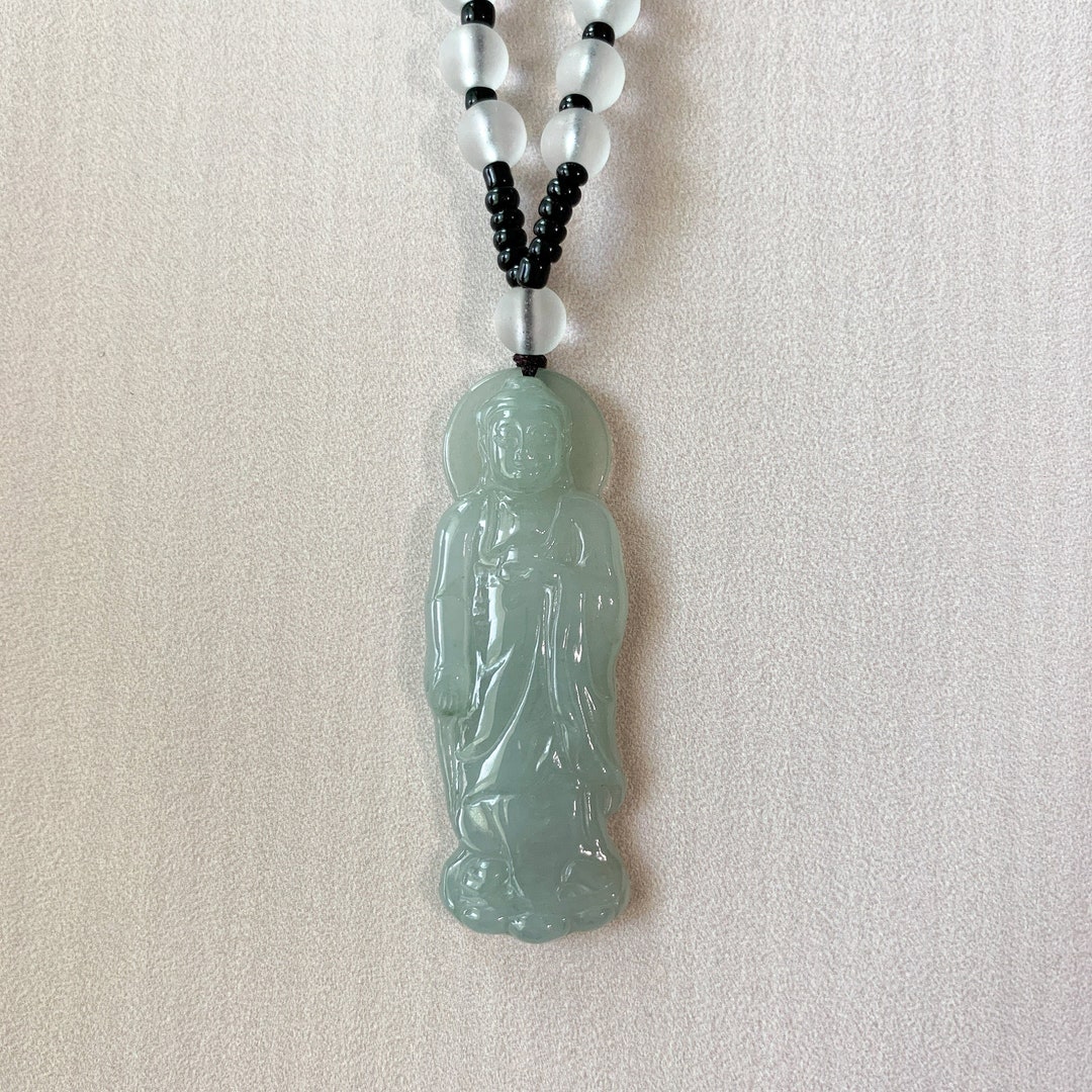 Jadeite Jade Standing Amitabha, Amida, 阿弥陀佛, Carved Pendant Necklace ...