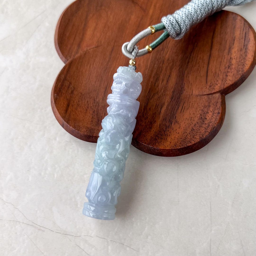 Lavender Purple Dragon Pillar Column Jade Pendant, Jadeite Jade Hand ...