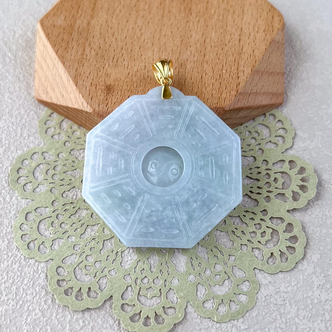 Light Purple Jadeite Jade Yin Yang Large Pendant With 18K Gold Bail ...