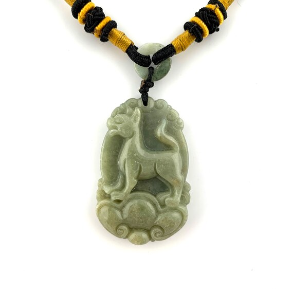 Jadeite Jade Dog Chinese Zodiac Carved Rustic Pendant Necklace | Etsy