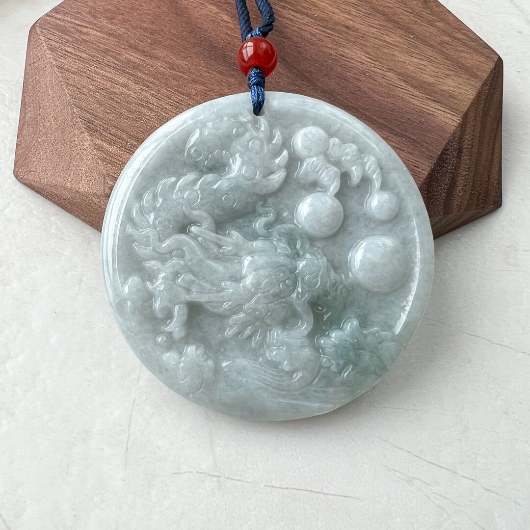 Jadeite Jade Dragon Chinese Zodiac Hand Carved Pendant Necklace, CGZ ...