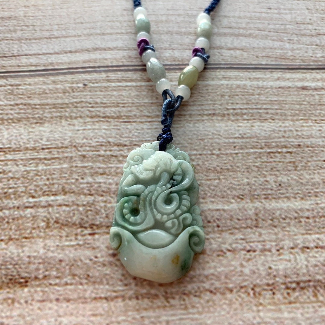 Jadeite Jade Snake Chinese Zodiac Carved Pendant Necklace, YW-0110 ...