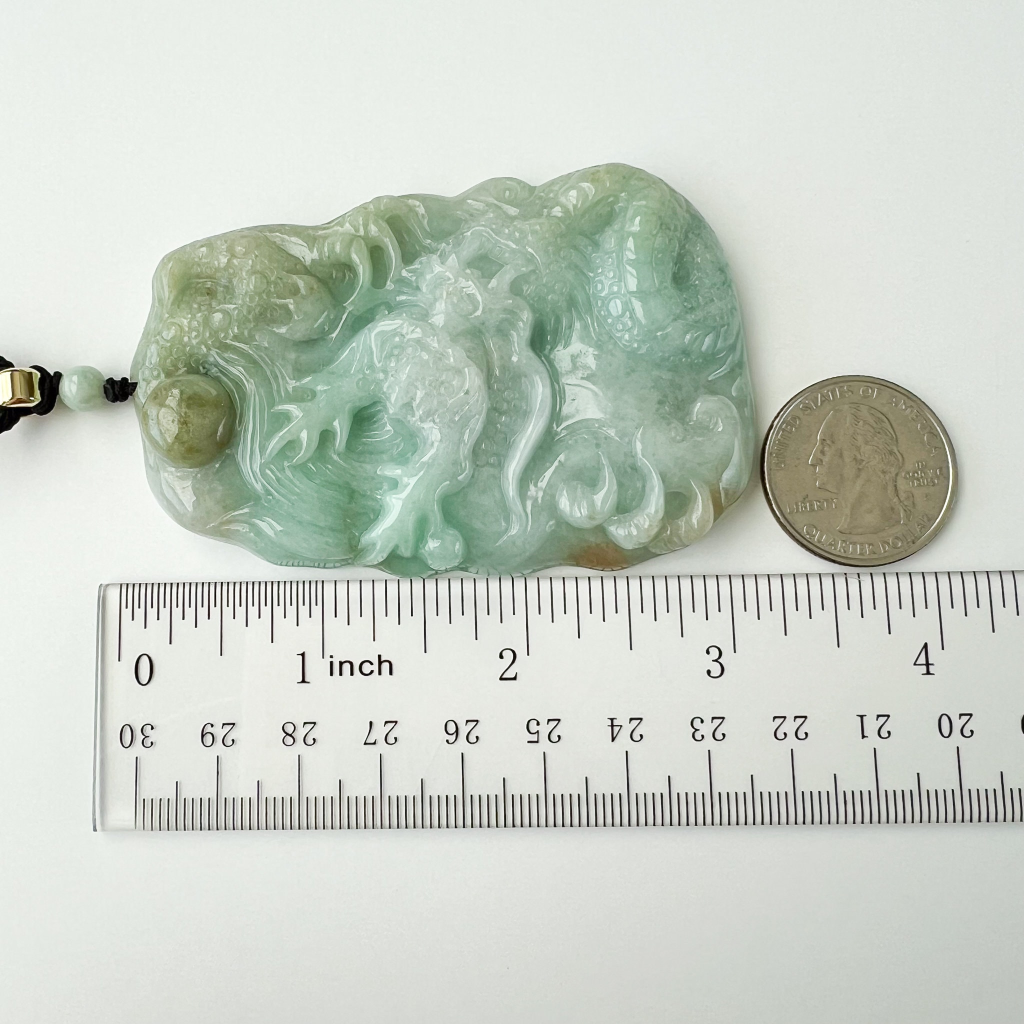 Celestial Dragon Jade Orb Pendant, Green Jadeite Jade Dragon Hand ...